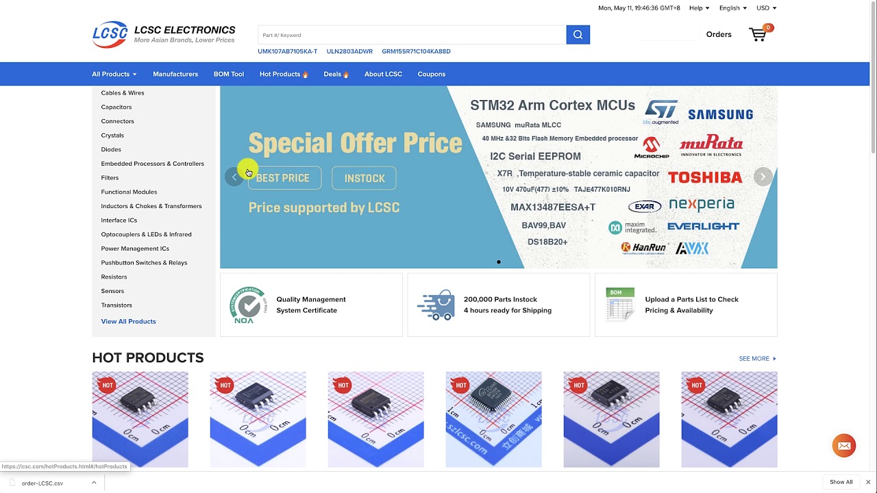 How to order parts from LCSC using PartsBox - YouTube