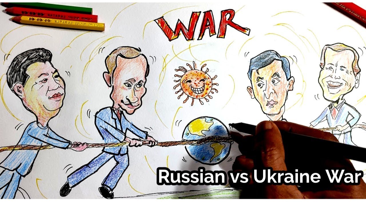 Russian vs Ukraine war cartoon drawing - YouTube