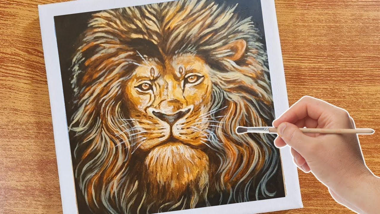 How to Paint a Lion I Acrylic Painting for Beginners - YouTube