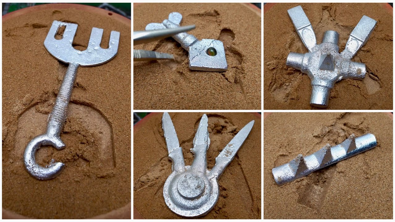 Metal casting in sand DIY new experiment through using scraps - YouTube