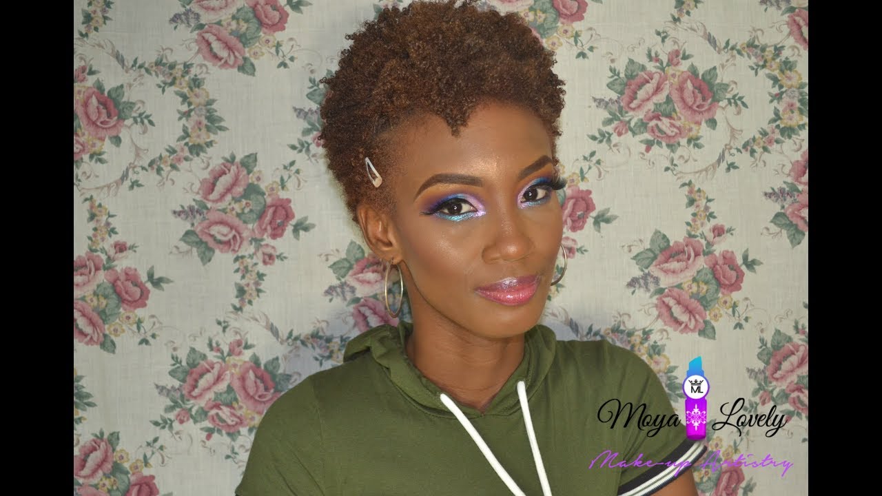 Glam Makeup | Purple Blue Mermaid Cut-Crease | Moya Lovely | Jamaican ...