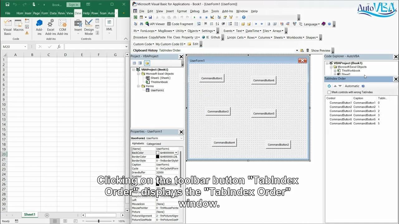 Auto Vba 06 Tabindex Order Youtube