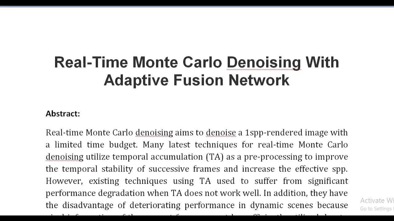 Real Time Monte Carlo Denoising With Adaptive Fusion Network - YouTube