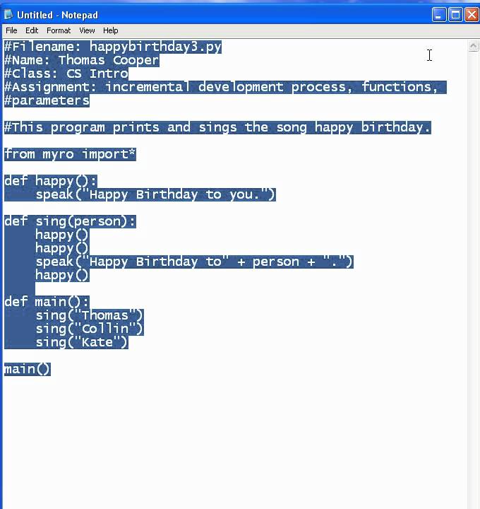 Python Songs and Rhymes Project: Happy Birthday - Part III - YouTube