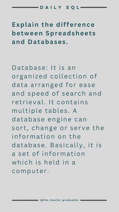 Explain the difference between Spreadsheets and Databases #Shorts - YouTube