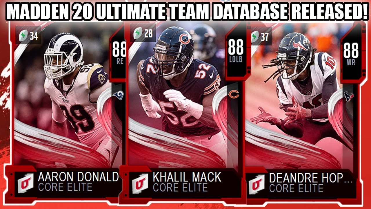 MADDEN 20 ULTIMATE TEAM DATABASE REVEALED! ALL MUT RATINGS! | MADDEN 20 ...