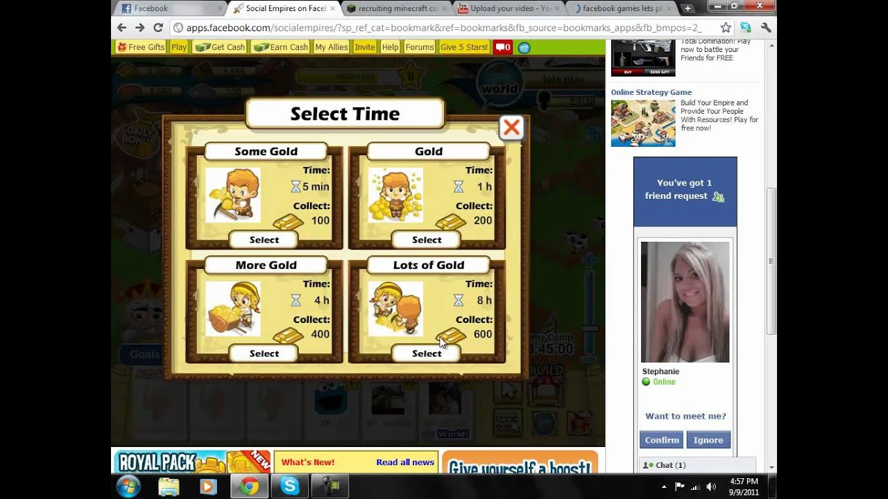 facebook games lets play game one:social empires part 4 - YouTube