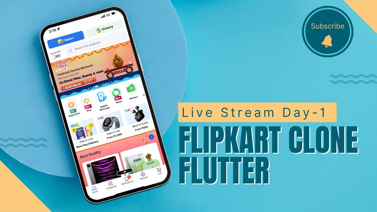 Let's Build Flipkart Clone with Flutter Live.Day -1 - YouTube