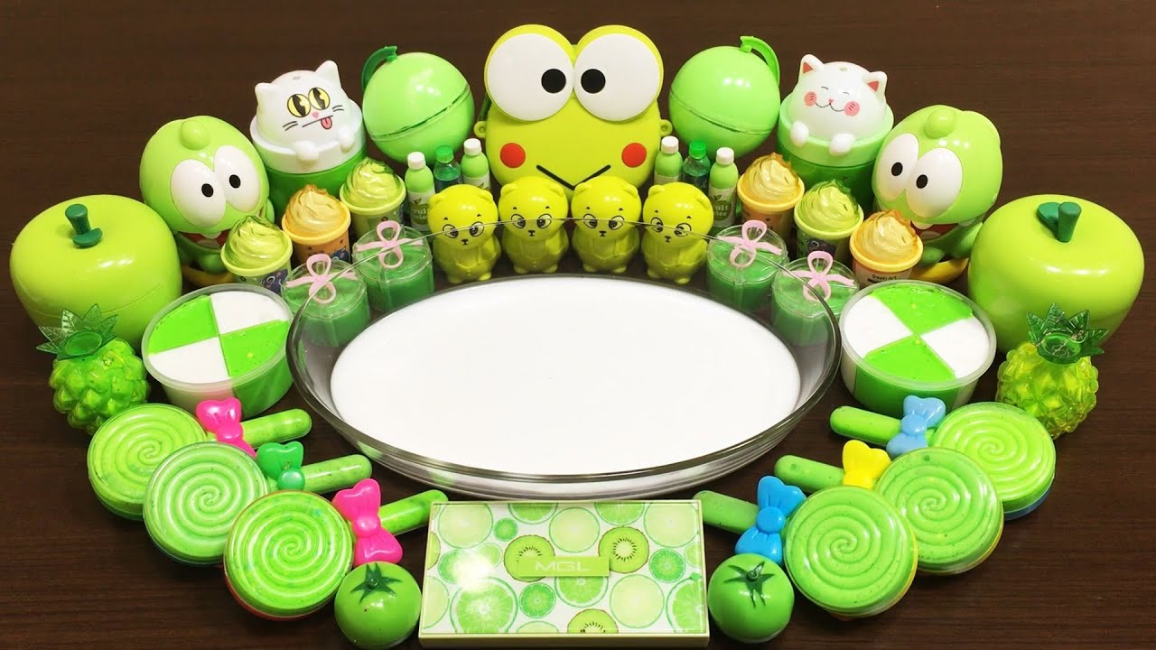 Green Slime | Mixing Makeup and Floam into Slime ASMR! Satisfying ...