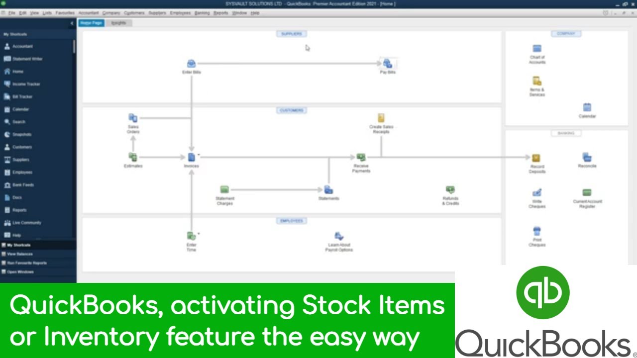 QuickBooks, activating Stock Items or Inventory feature the easy way ...