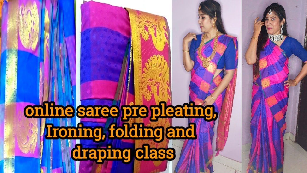 #silksareepleating Easy and simple silk saree pre pleating,Ironing and ...
