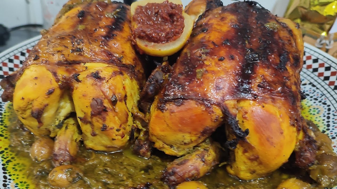 Poulet aux olives , djaj mhamer recette marocaine fait par une ...