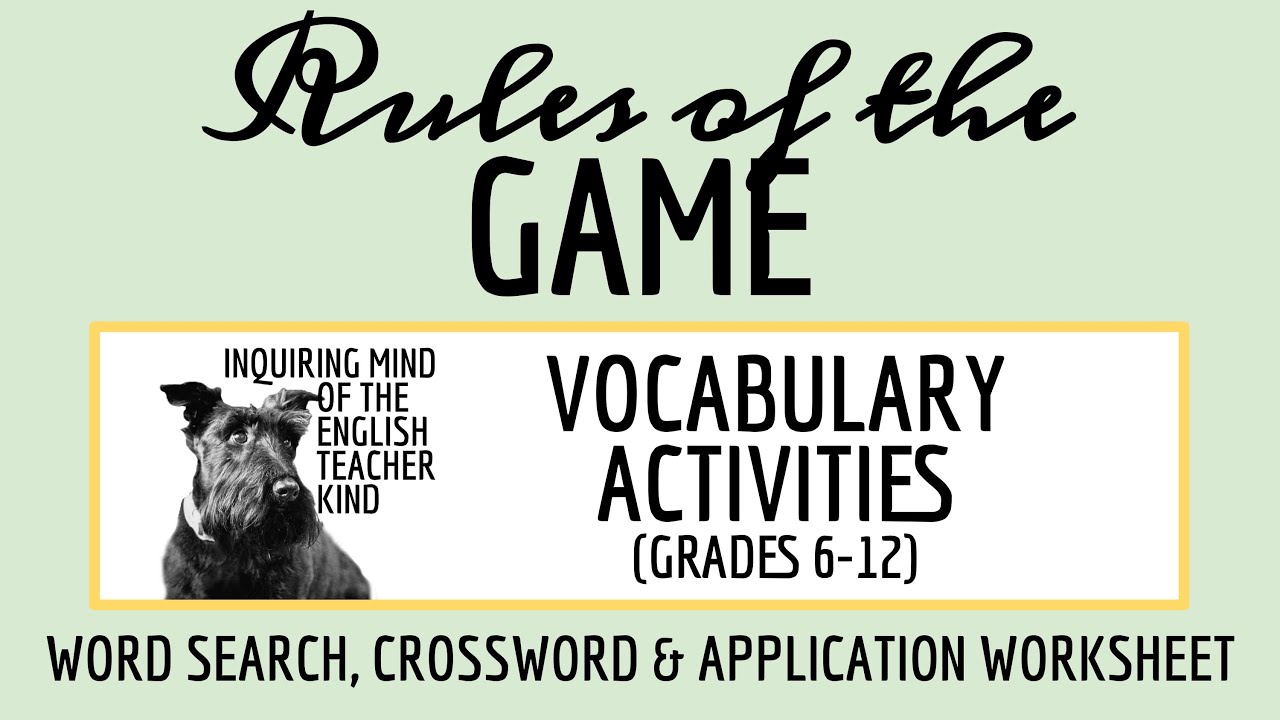 "Rules of the Game" by Amy Tan Vocabulary Enrichment Activities for ...