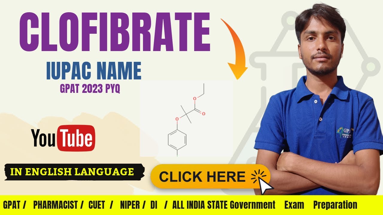 CLOFIBRATE IUPAC NAME | clofibrate structure | #gdcclasses | Lipid ...