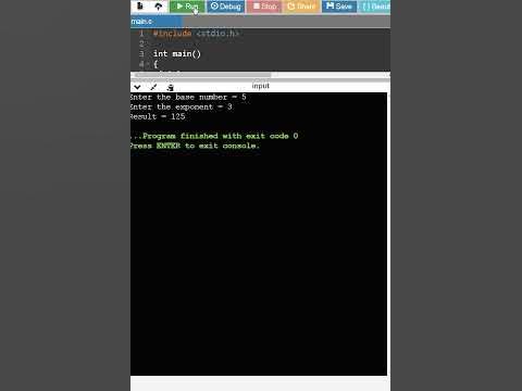 c program to find power of a number using while loop #shorts - YouTube