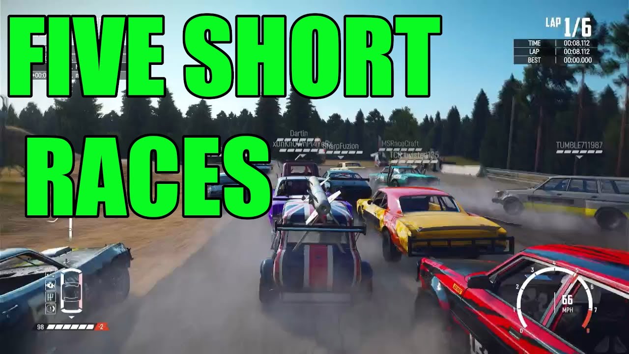Five Short Races (Realistic Damage, No Reset) - Wreckfest - YouTube