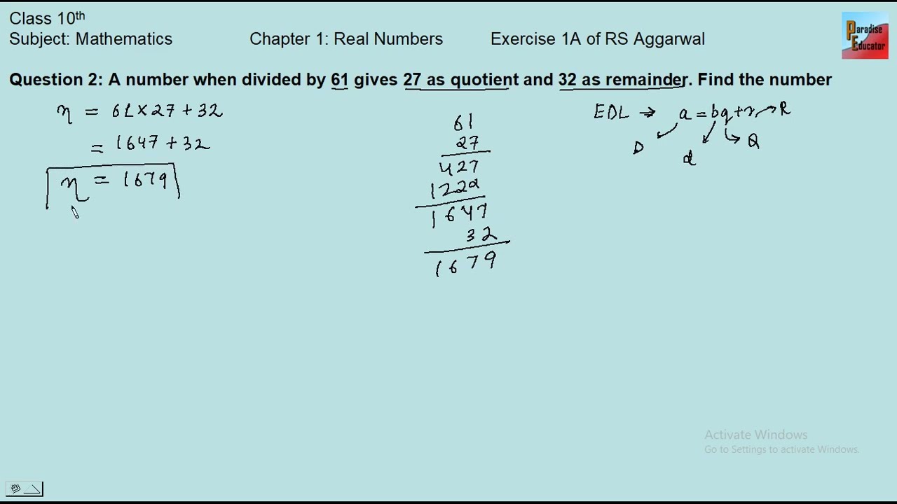A Number When Divided By 61 Gives 27 As Quotient And 32 As Remainder A Number When Divided By 61 Gives 27 As Quotient And 32 As Remainder