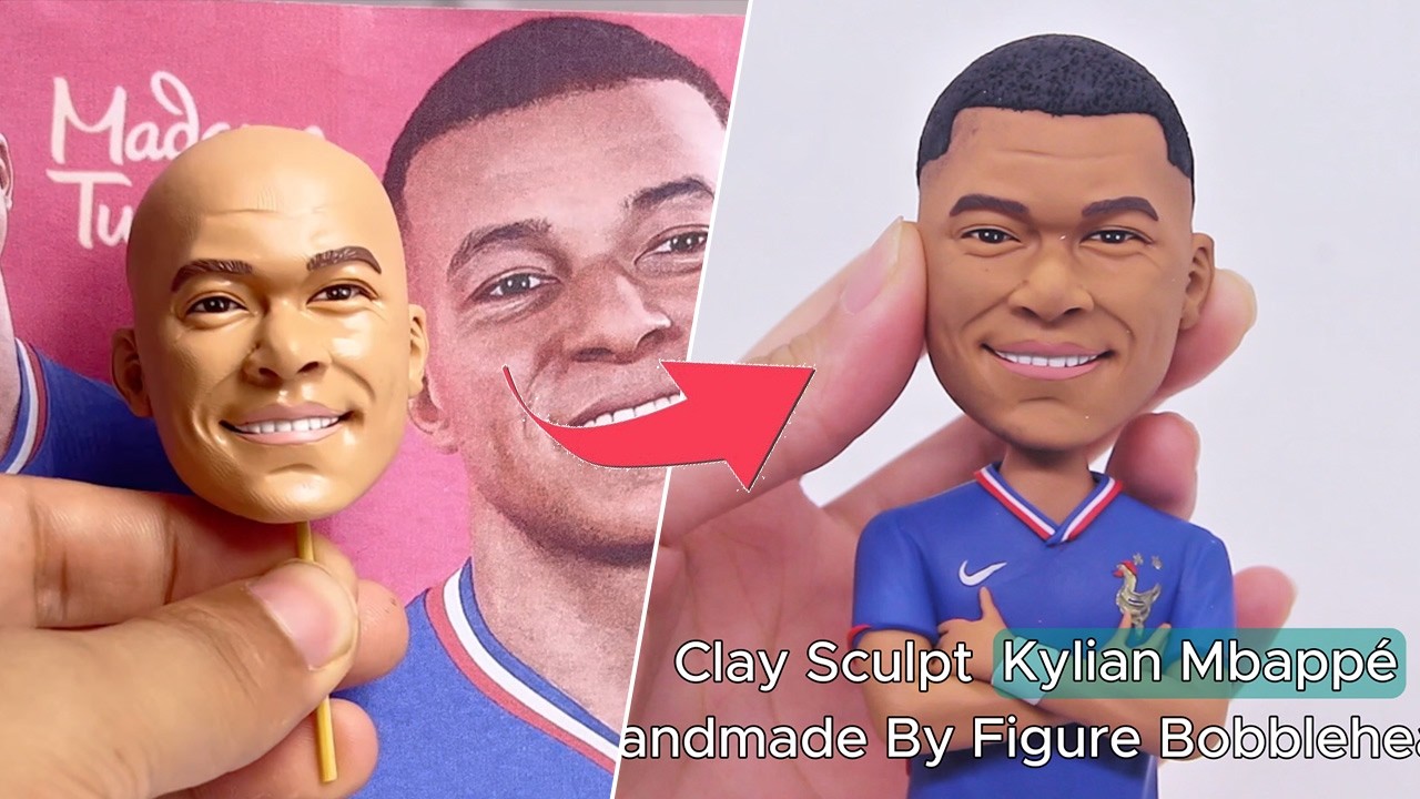 Sculpture Kylian Mbappé Figure Dolls From Clay - Handmade DIY European ...