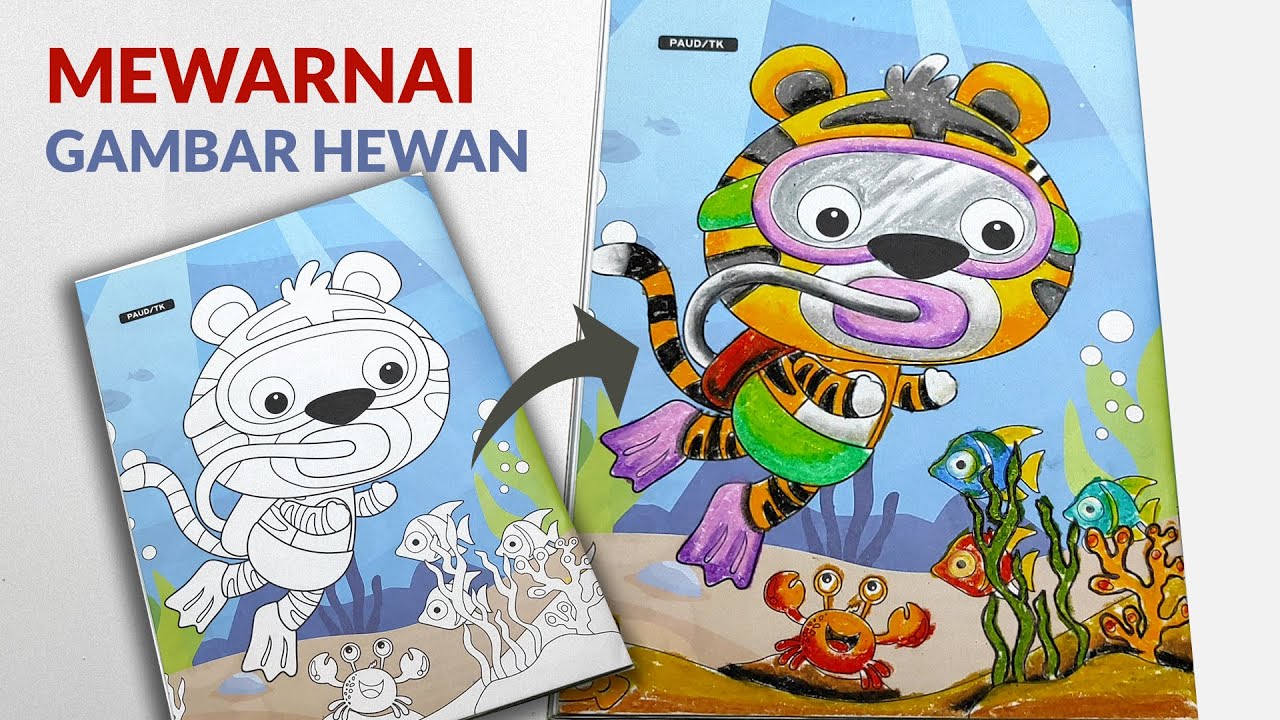 Mewarnai Hewan Harimau | Coloring Animal Tiger | Cara Mewarnai Mudah ...