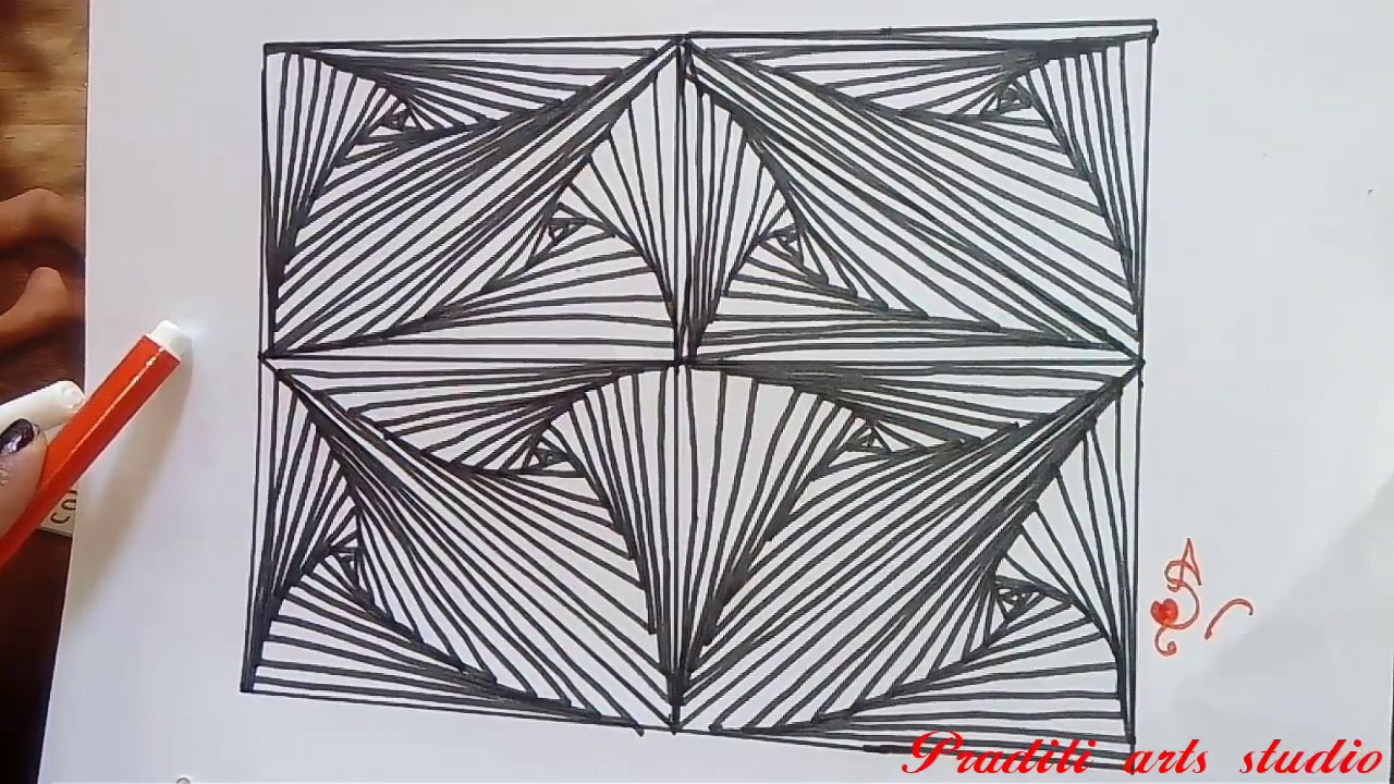 Amazing line pattern full tutorial | Doodle art for beginners| Stress ...