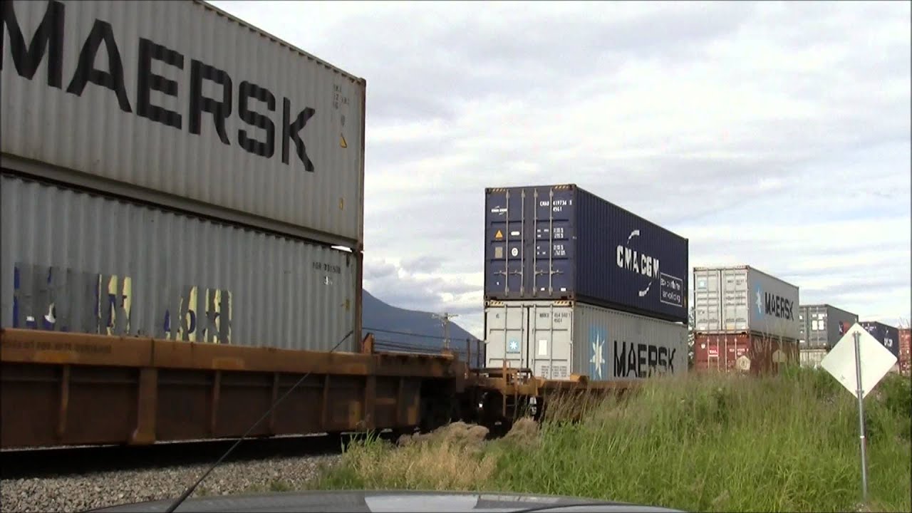 CN 102 (Intermodal) W/ DPU @ Hatzic BC 08JUN14 C44-9W 2690 Leading ...