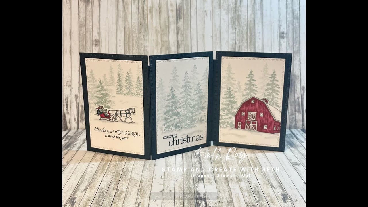 how-to: tri fold Christmas card with textured notes dies - YouTube