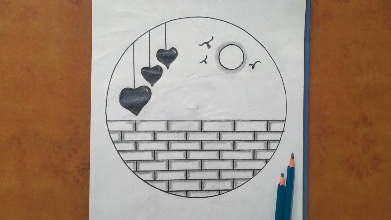 Circle scenery drawing | Circle scenery | Circle drawing | Scenery ...