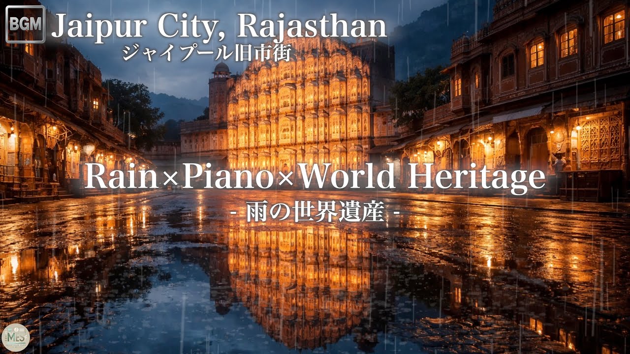 Rainy Jaipur City, Rajasthan ジャイプール旧市街 🌧️ Quiet Piano for Deep Sleep ...