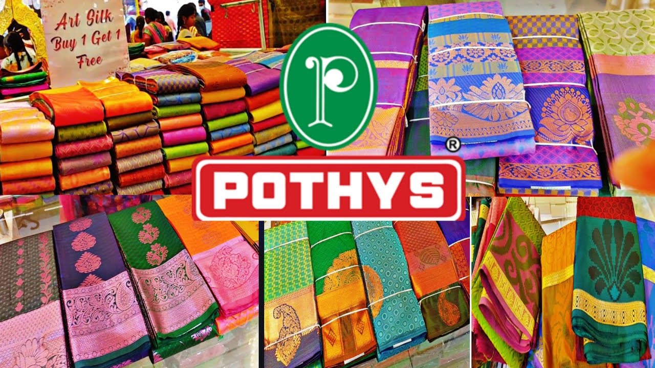 POTHYS 1+1 combo offers|Art Silk Low Budget Sarees 😍😍Collections - YouTube