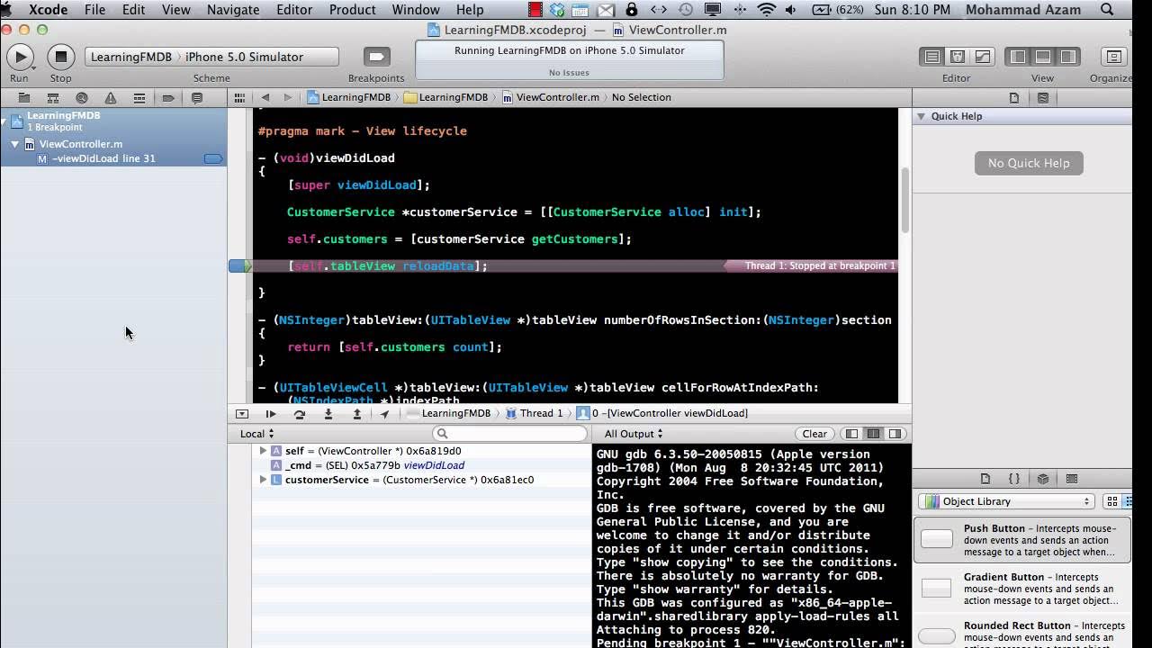 Learning iOS Development Part 13 (Sqlite3 Database with FMDB) - YouTube