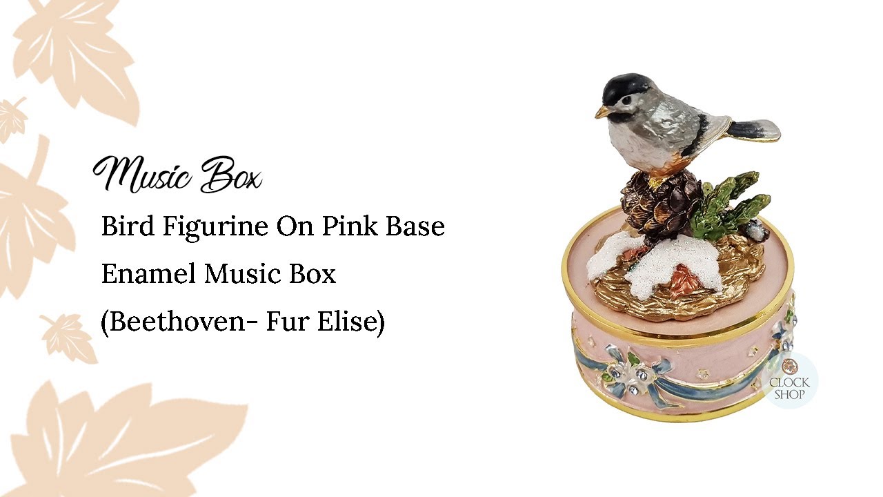 Bird Figurine On Pink Base Enamel Music Box (Beethoven- Fur Elise ...