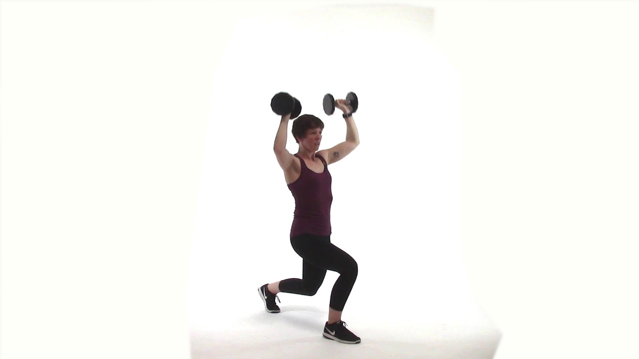 Dumbbell Split Lunge Press Right - YouTube