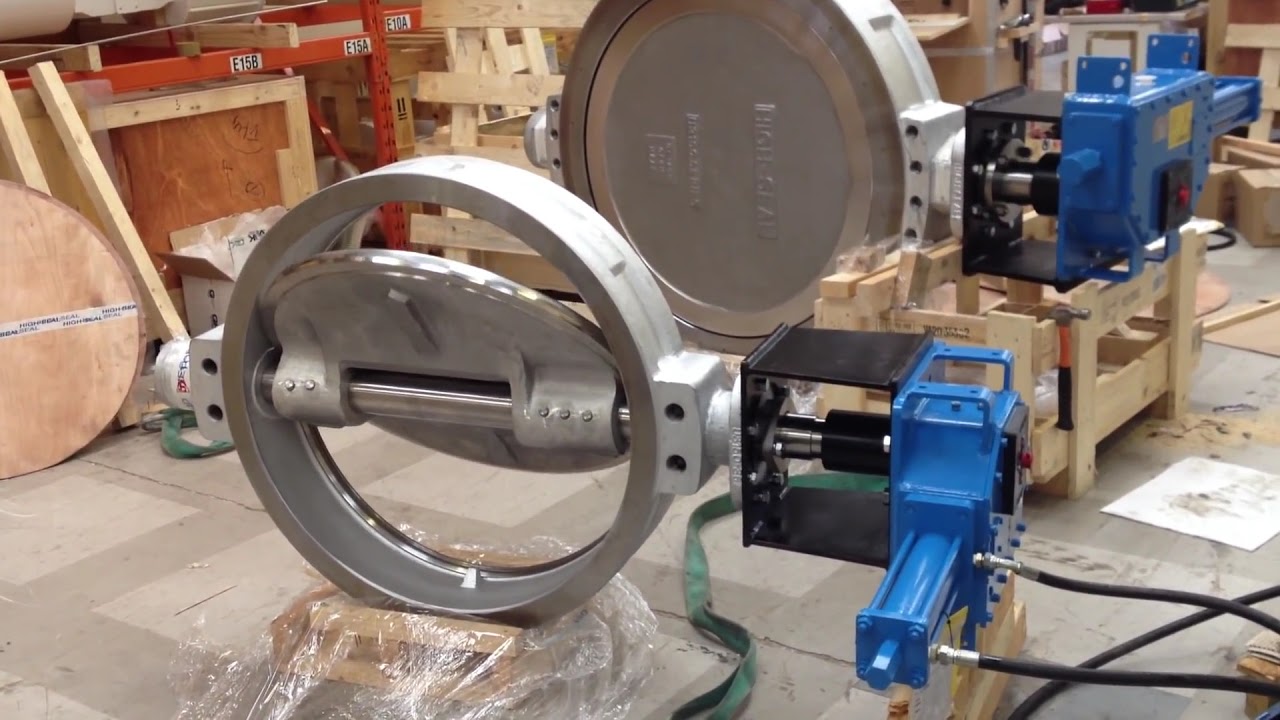 butterfly valve 36 inch with hydraulic actuator - YouTube