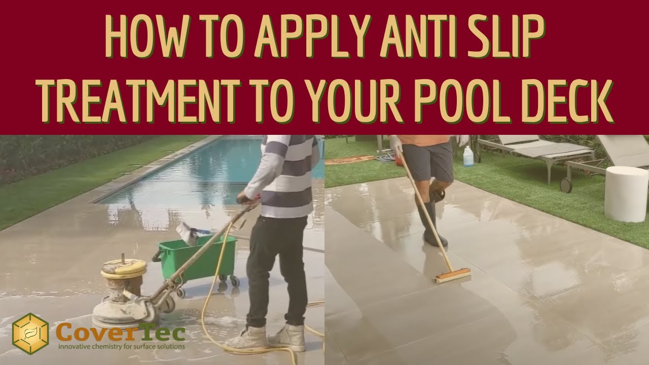 Applying Surface GripTreat Anti Slip Treatment for a Slippery Pool Tile ...