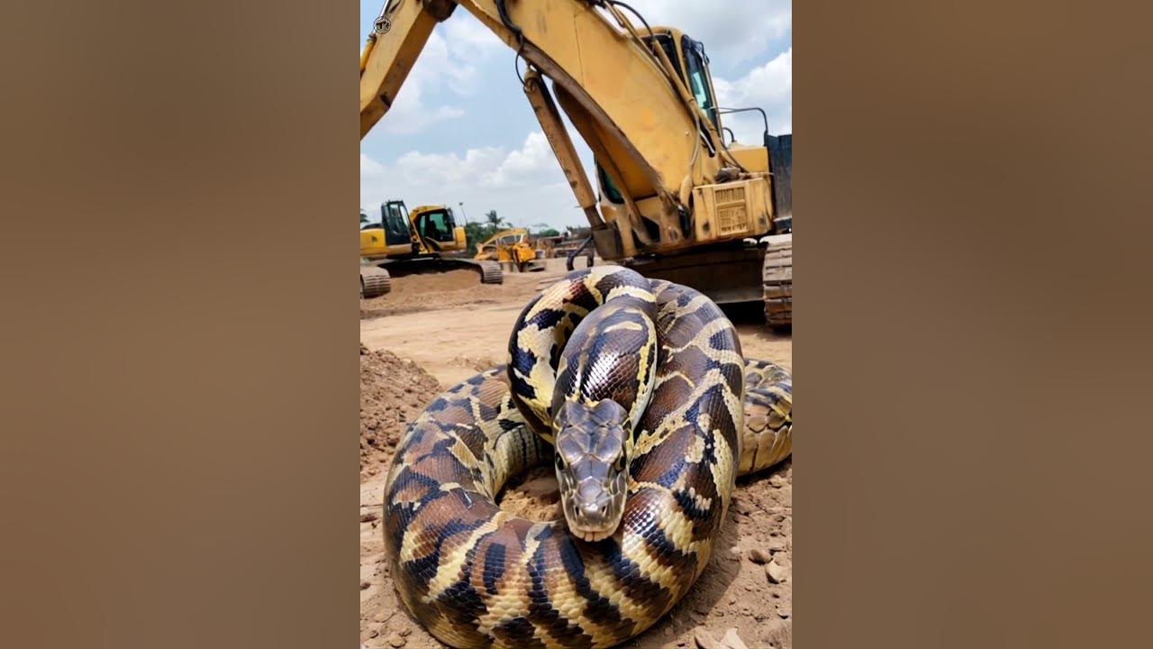 Excavator Meets Giant Python! #ExcavatorEncounter #GiantPython # ...
