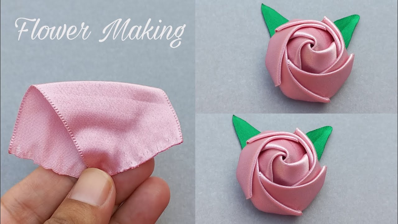 Super Easy Ribbon Flower Making - Hand Embroidery Amazing Trick with ...