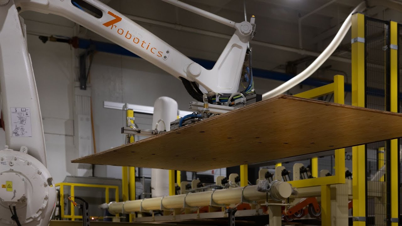 Robotic Plywood Panel Repair Line - YouTube