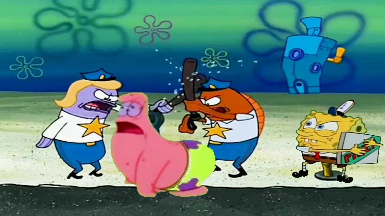 Police Hit Patrick Star and trying to get pizza from spongebob - YouTube