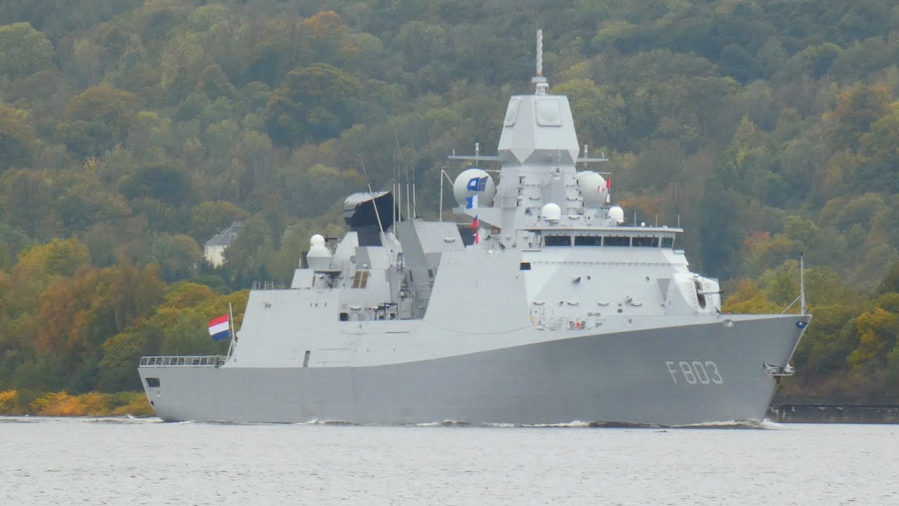 Netherlands Navy Frigate Tromp inbound on the Clyde - YouTube