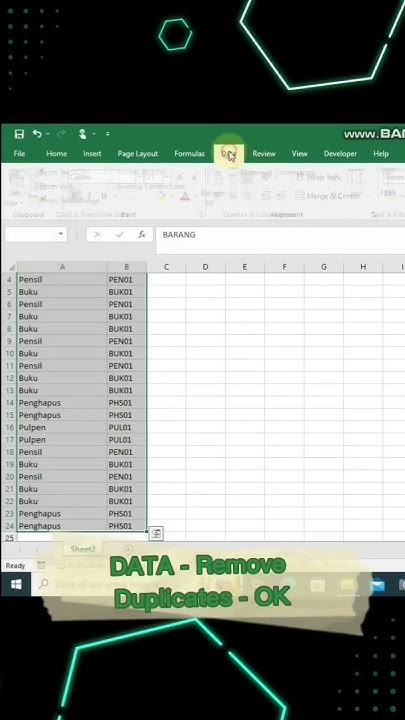 Menghapus Duplicate Data Excel - YouTube