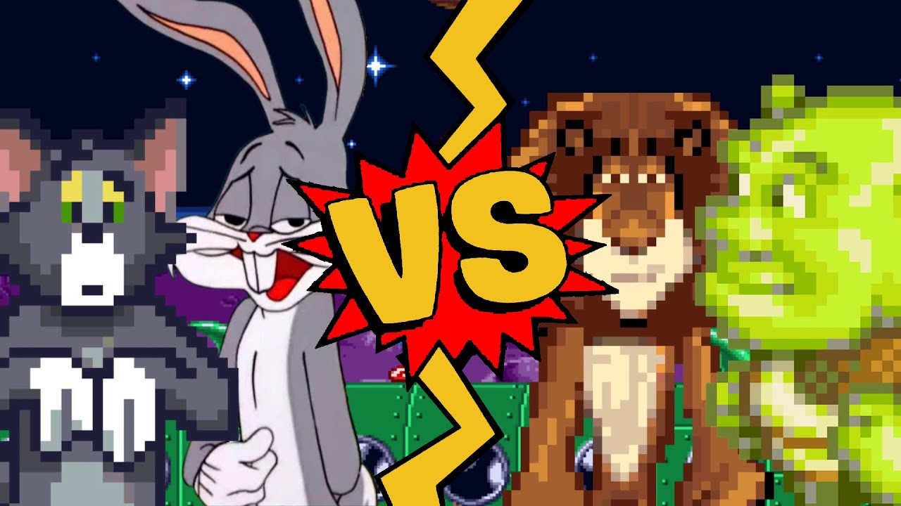 M.U.G.E.N Battles | Tom/Bugs Bunny vs Shrek/Alex the Lion - YouTube