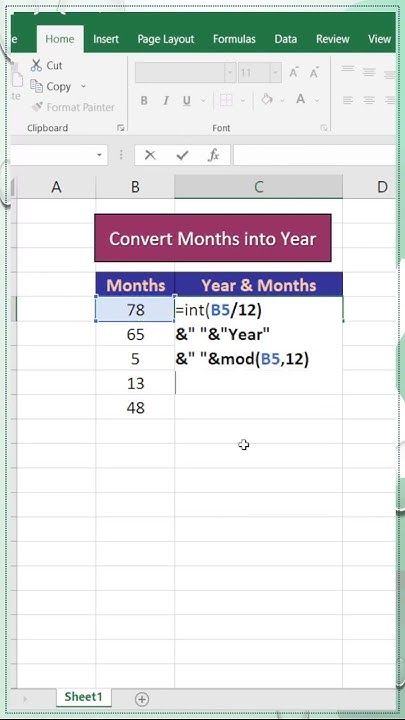 Convert Months into Year | #70 Excel Trick | #shorts #youtubeshorts #exceltutorial - YouTube