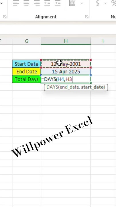 How to count days from Start and end date in excel - YouTube