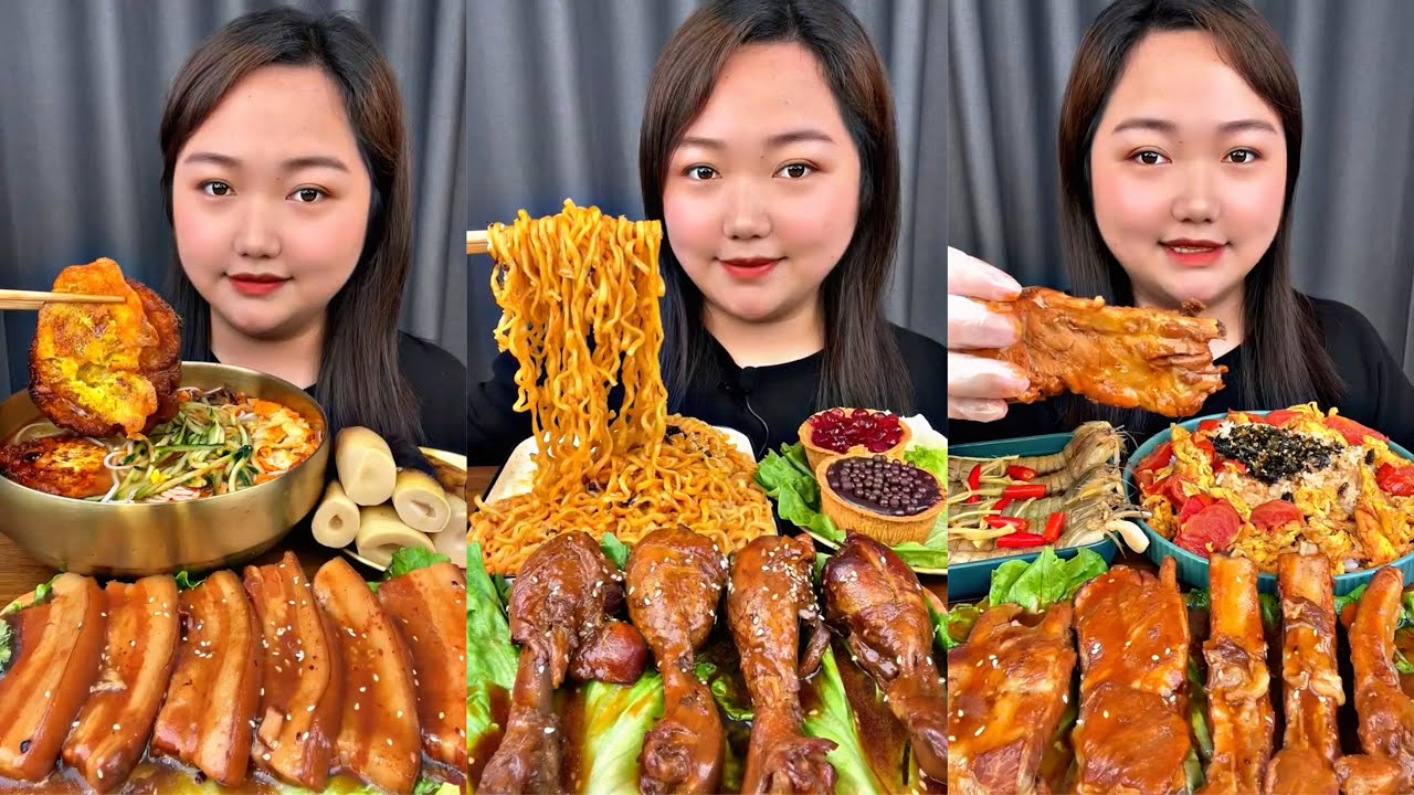 Chicken Pork belly Noodles MUKBANG ASMR | SPICY FOOD - YouTube