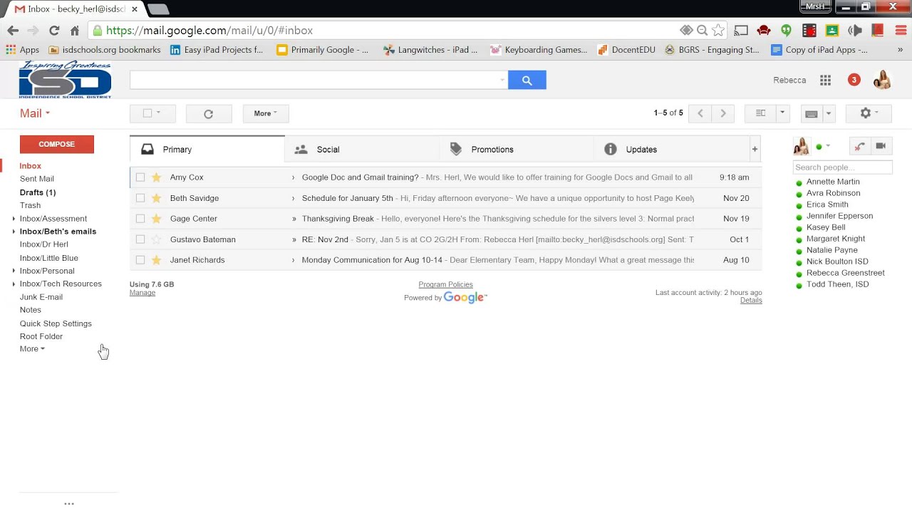 ISD Gmail Gmail Interface Overview - YouTube