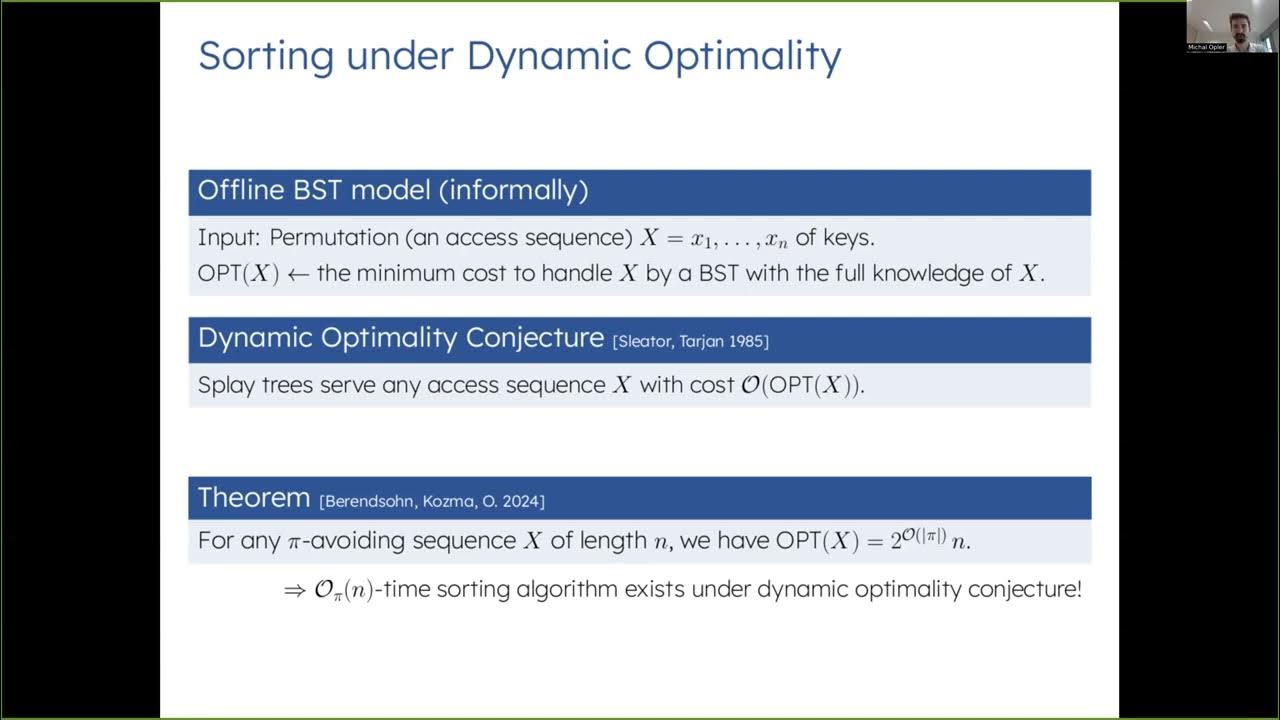 FOCS 2024 3B An Optimal Algorithm for Sorting Pattern-Avoiding Sequences - YouTube