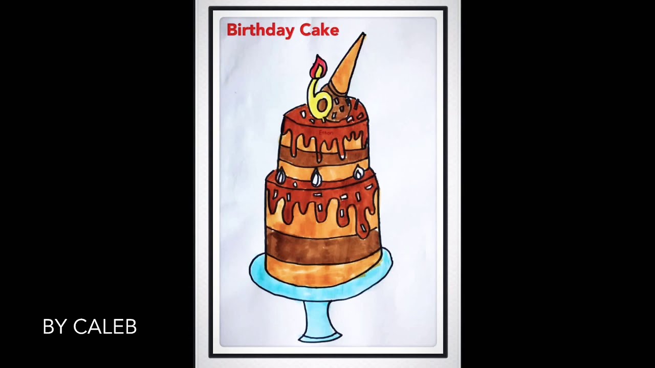 How to Draw A Birthday Cake - YouTube