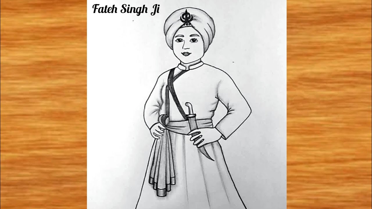 Fateh Singh Ji Drawing for Veer Bal Divas || Chhote sahibzade drawing ...