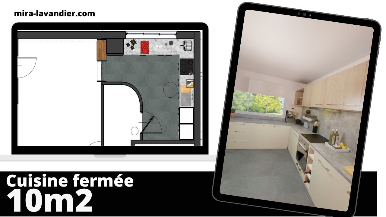4 projets : amenagement cuisine fermee 10m2 - YouTube