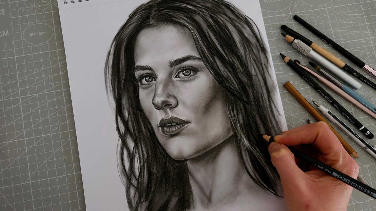 How to draw a portrait step by step? Pencil portrait drawing tutorial ...